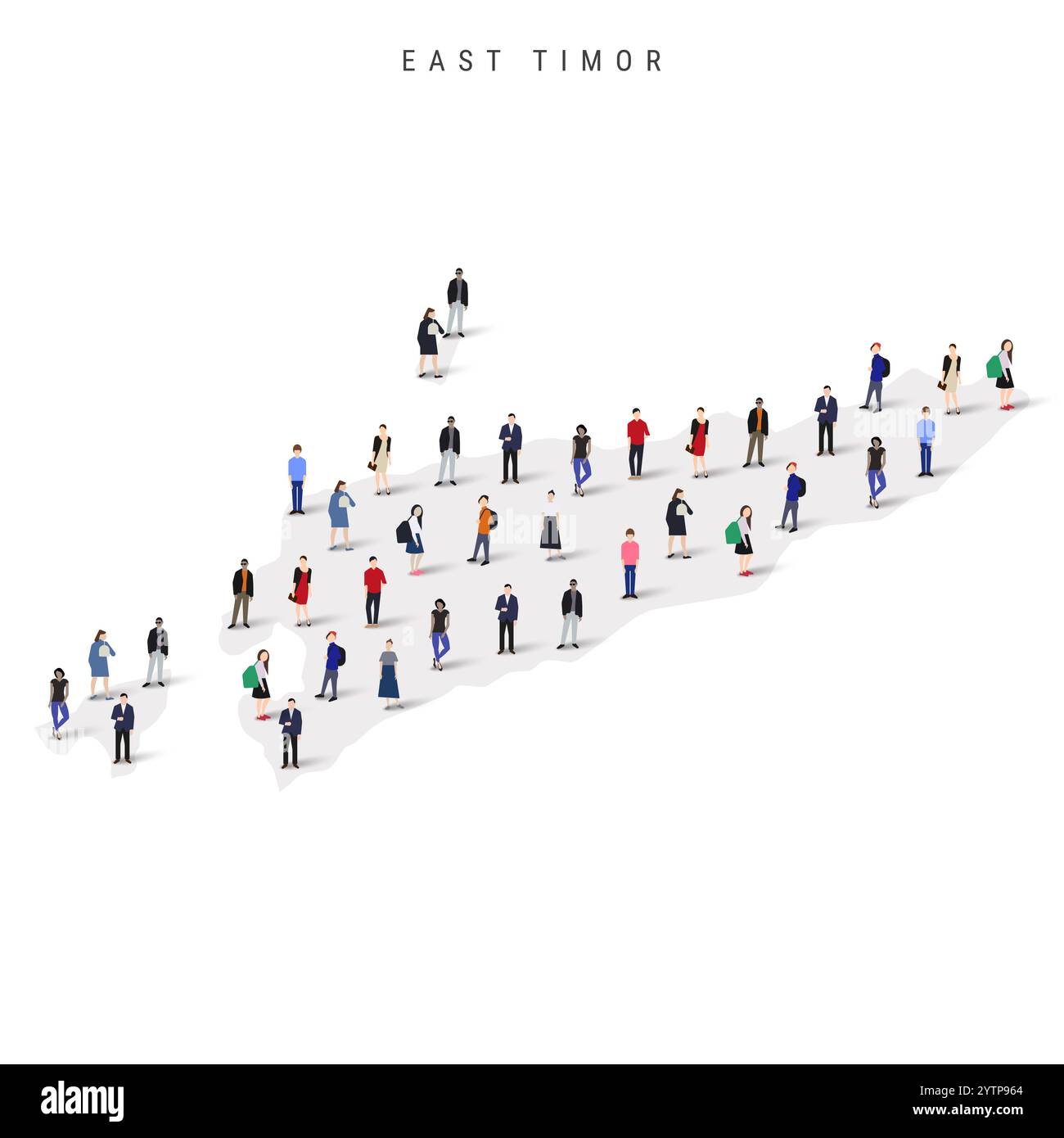 East Timor population map. Large group of people in a shape of Timor ...