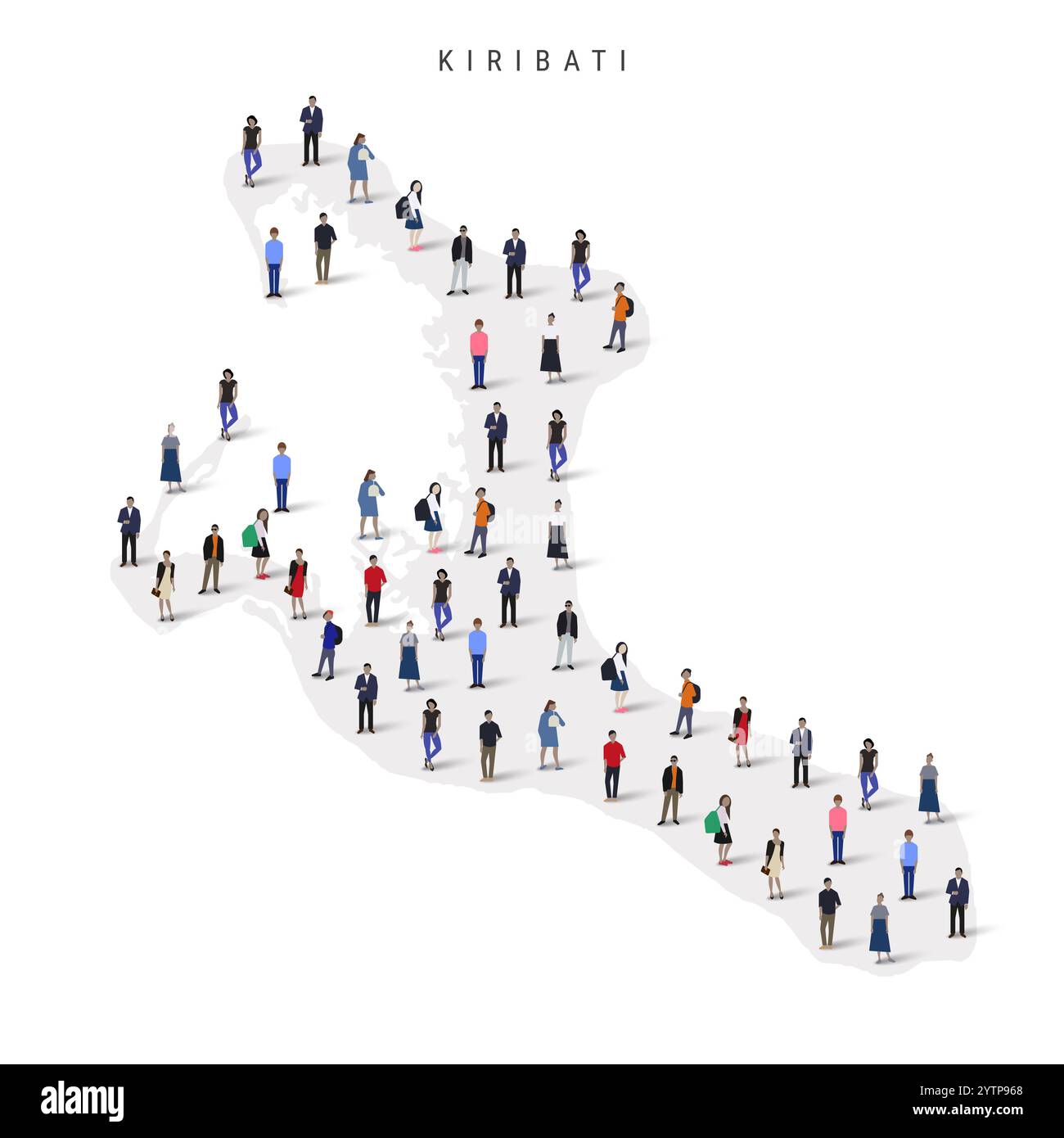 Kiribati Population Map Large Group Of People In A Shape Of Republic Of Kiribati Map Flat
