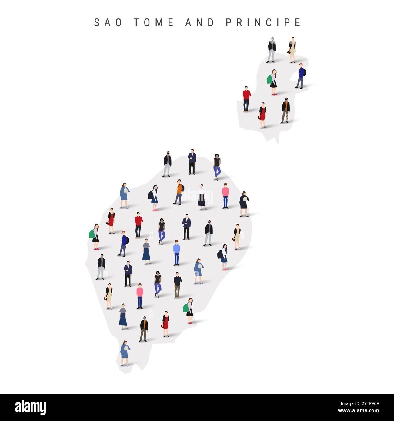 Sao Tome and Principe population map. Large group of people in a shape of map. Flat vector ...