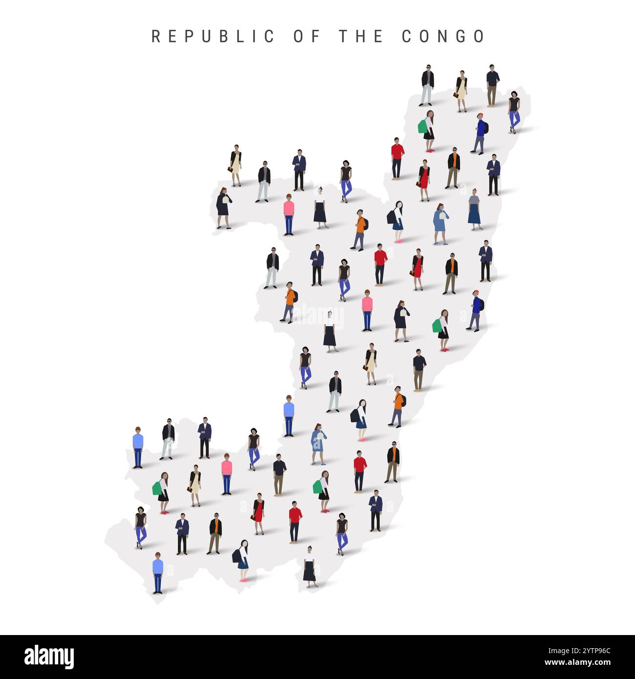 Republic of the Congo population map. Large group of people in a shape ...