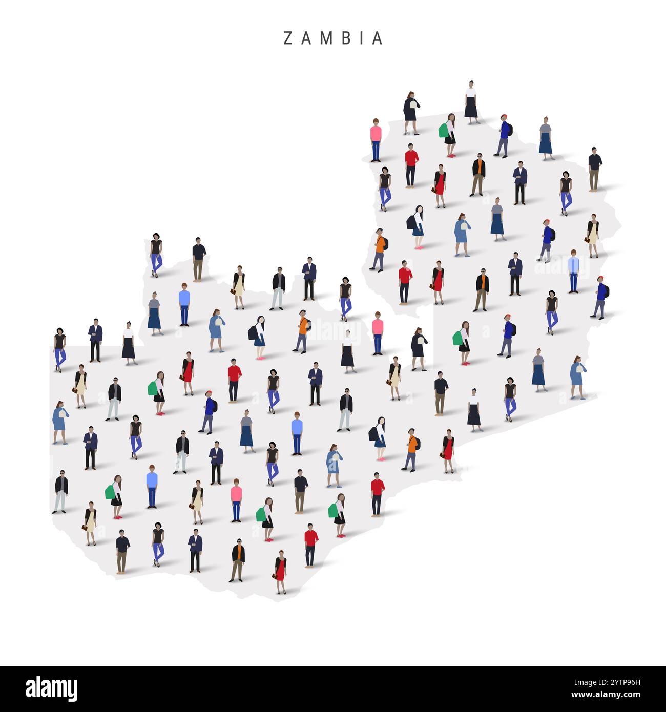 Zambia population map. Large group of people in a shape of Zambian map ...