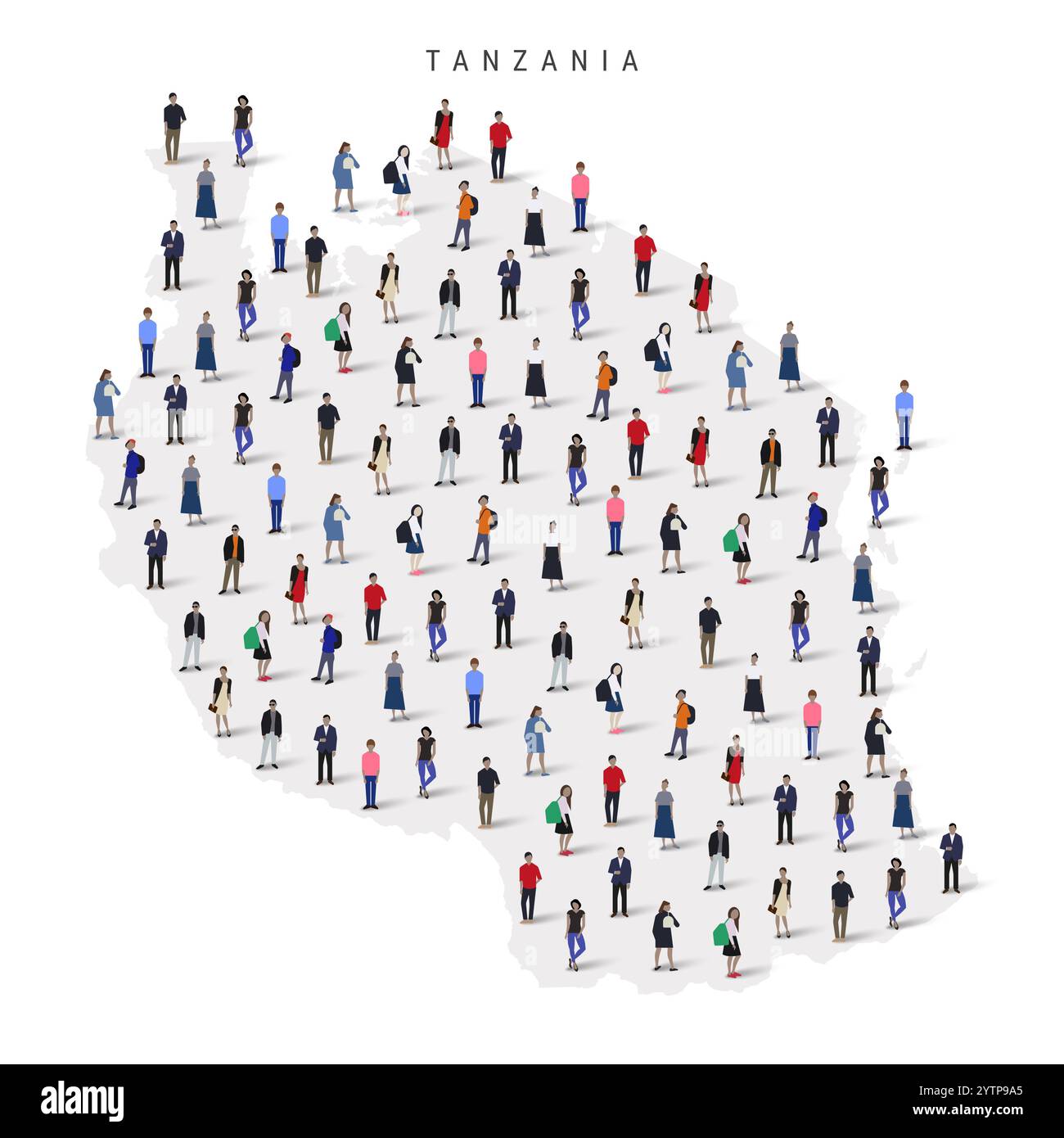 Tanzania population map. Large group of people in a shape of Tanzanian ...