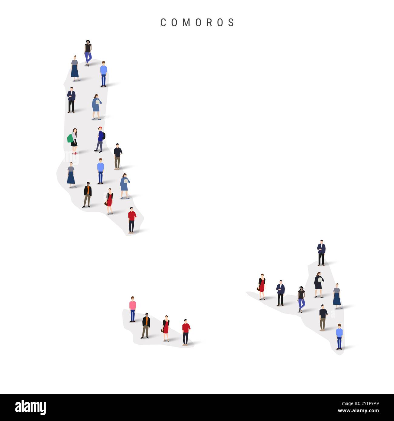 Comoros population map. Large group of people in a shape of Union of ...