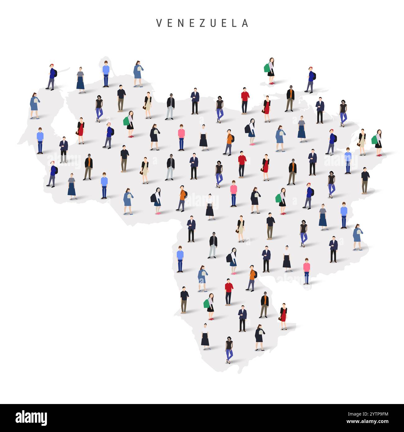 Venezuela population map. Large group of people in a shape of ...