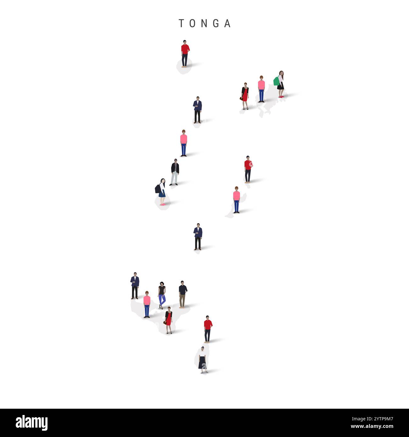 Tonga population map. Large group of people in a shape of Tongan map ...