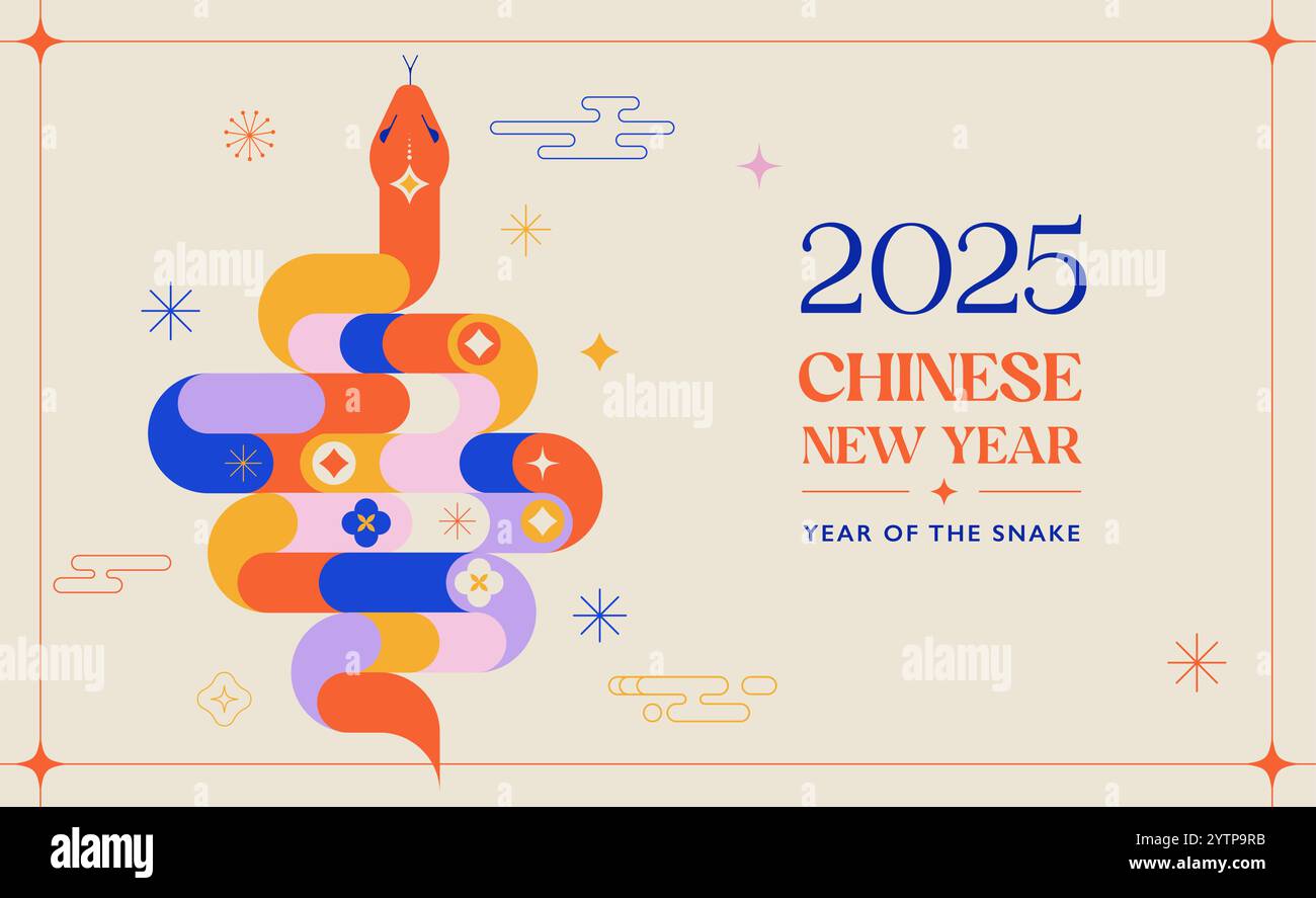 Chinese new year 2025 year of the Snake. Red Snake illustrations ...