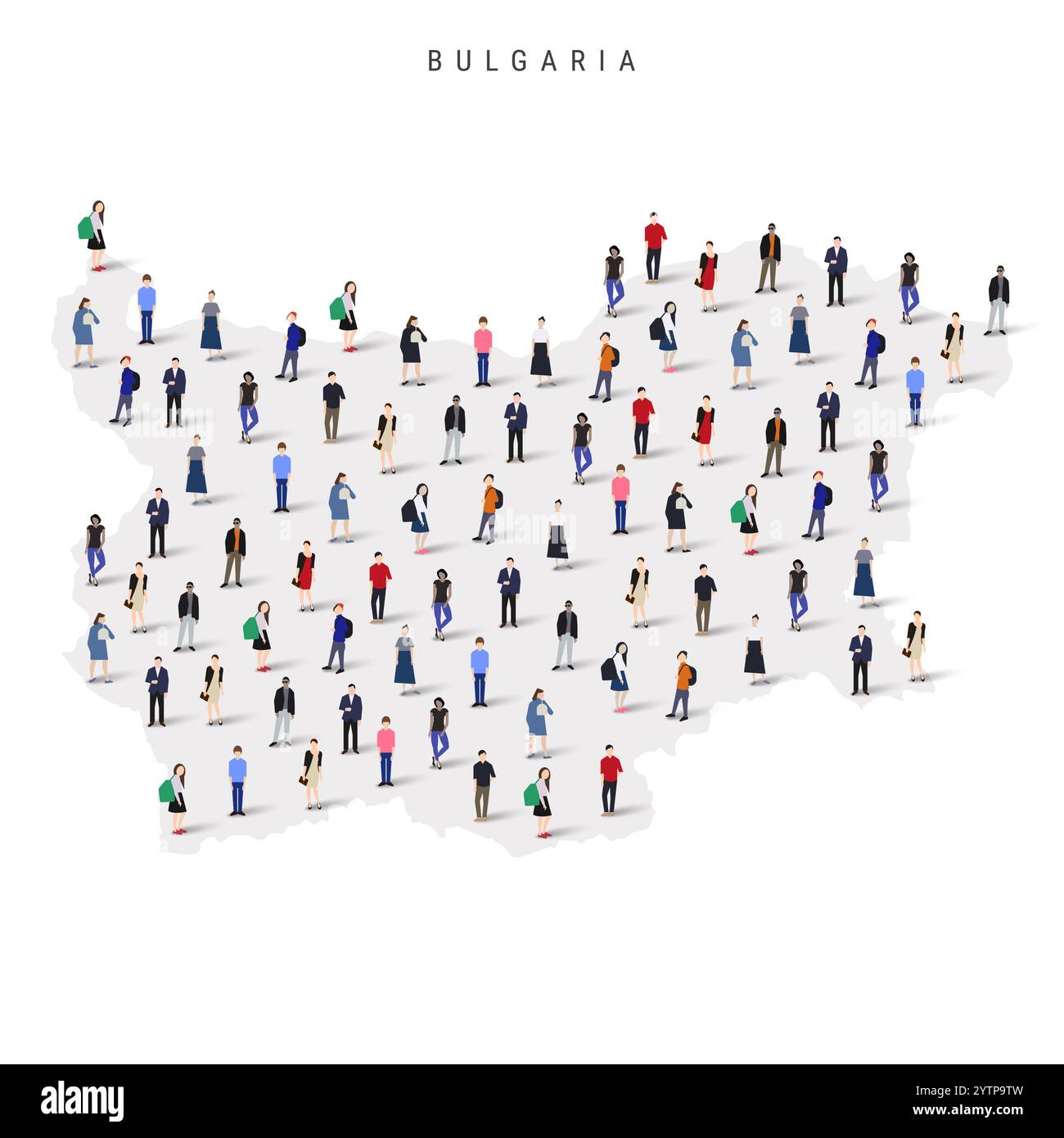 Bulgaria population map. Large group of people in a shape of Bulgarian ...