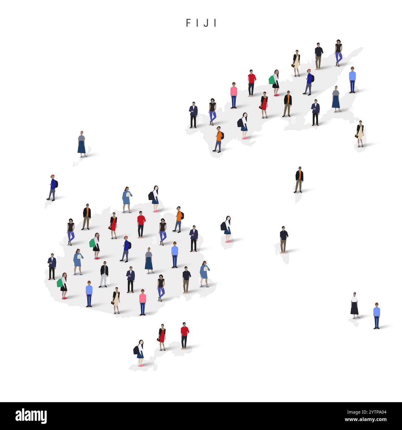 Fiji population map. Large group of people in a shape of Fijian map ...