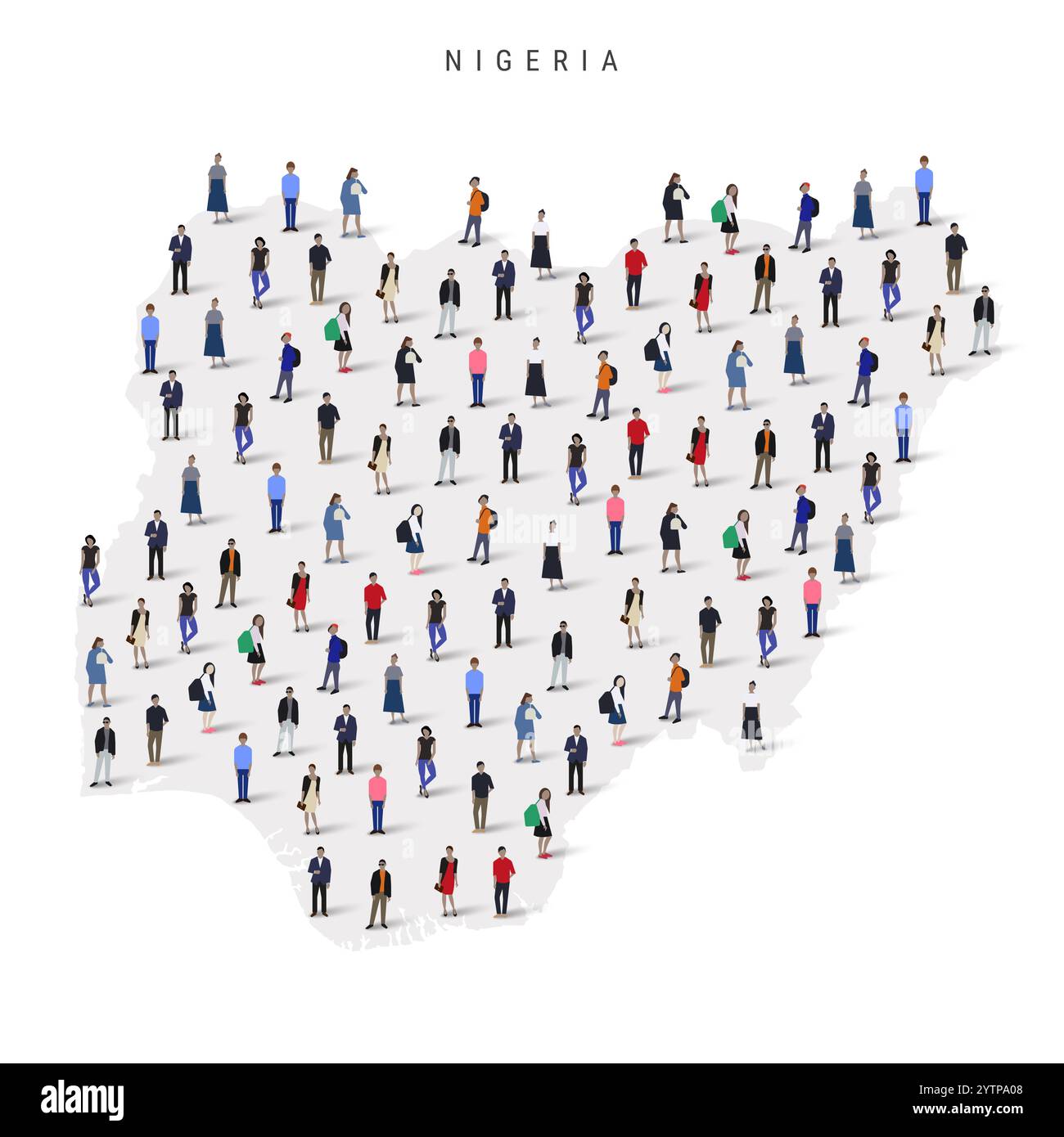 Nigeria population map. Large group of people in a shape of Nigerian ...