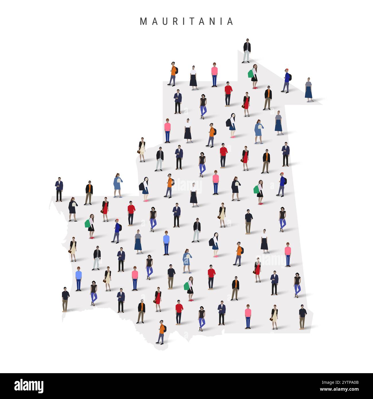Mauritania population map. Large group of people in a shape of ...