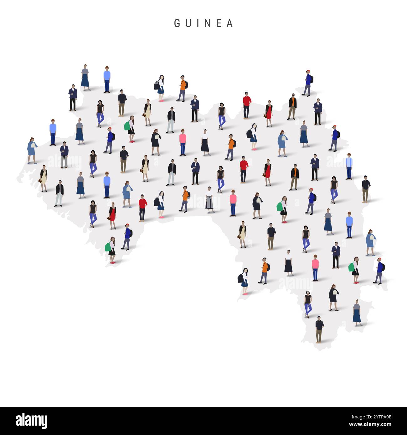 Guinea population map. Large group of people in a shape of Republic of ...