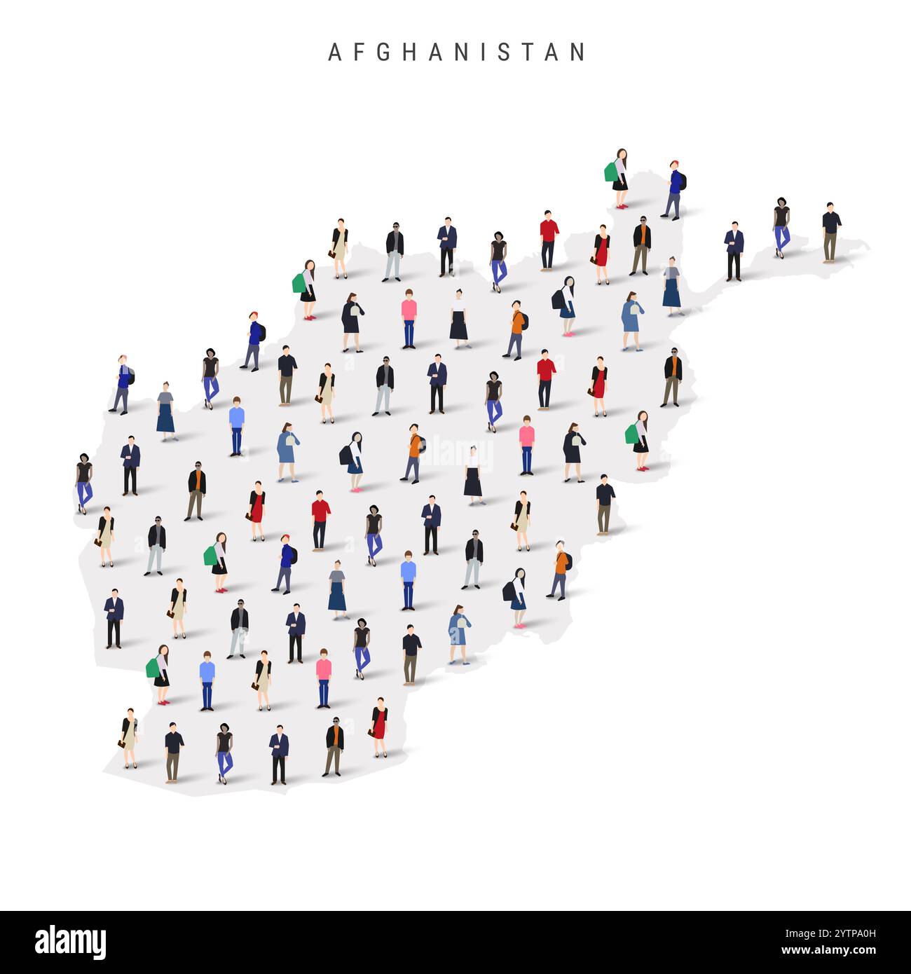 Afghanistan population map. Large group of people in a shape of Afghan ...