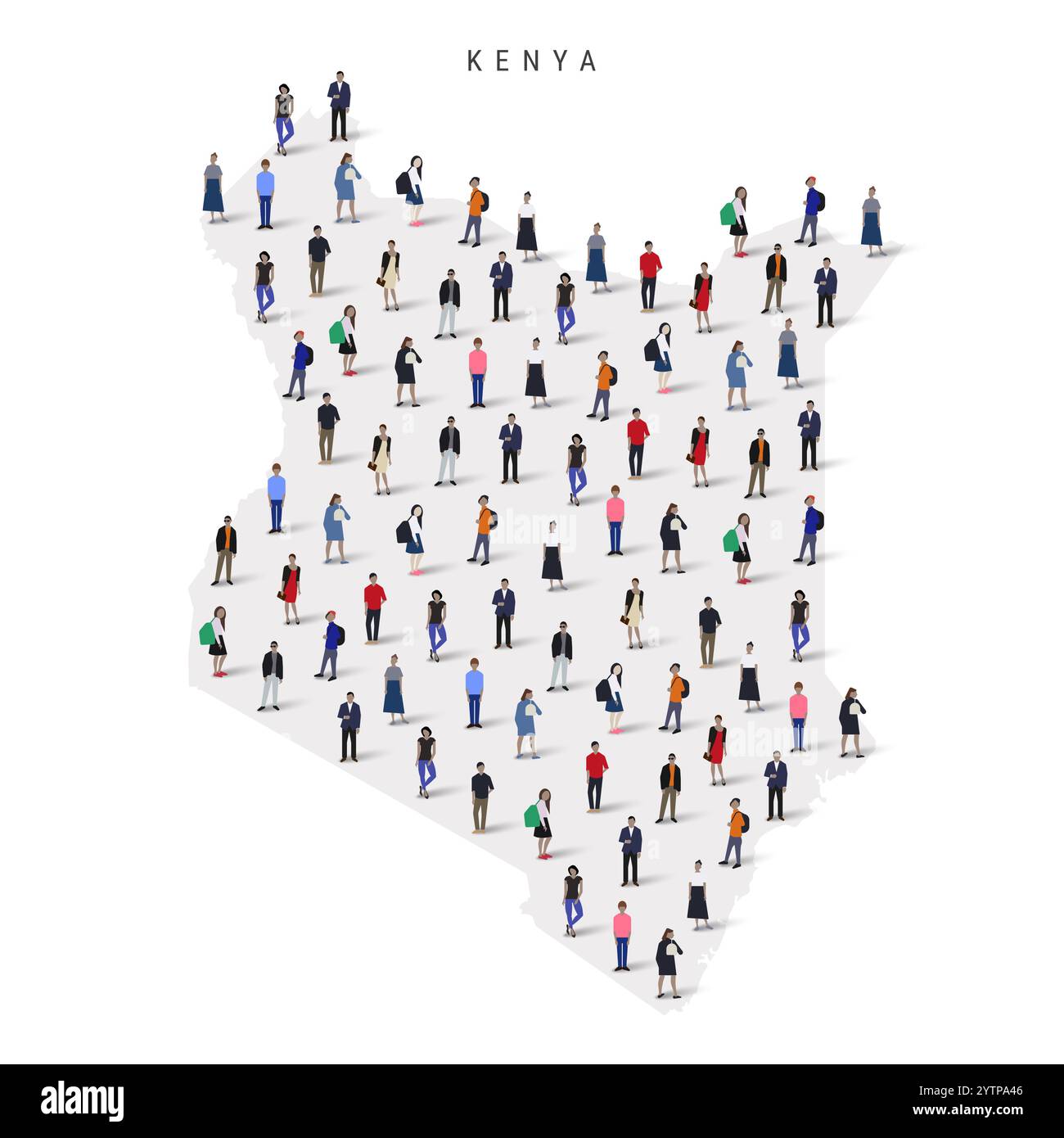 Kenya population map. Large group of people in a shape of Kenyan map. Flat vector illustration ...