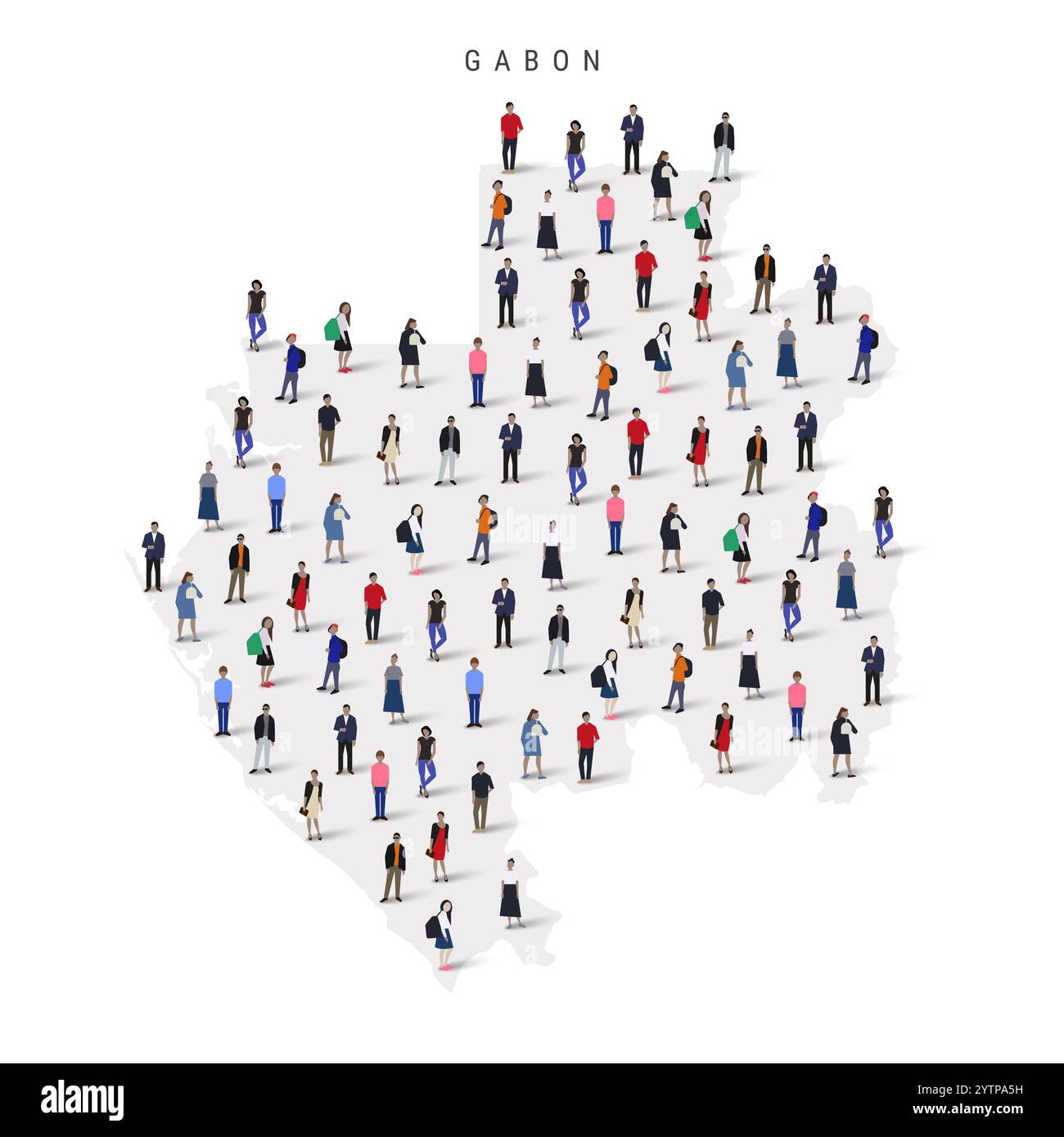 Gabon population map. Large group of people in a shape of Gabonese map ...