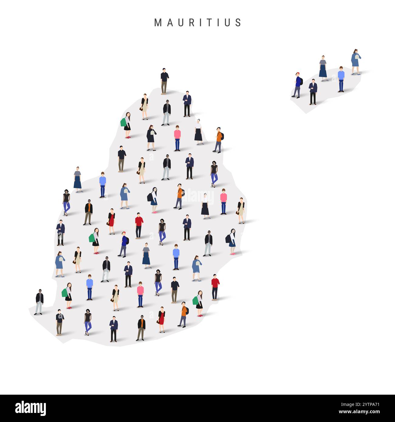 Mauritius population map. Large group of people in a shape of Mauritian ...