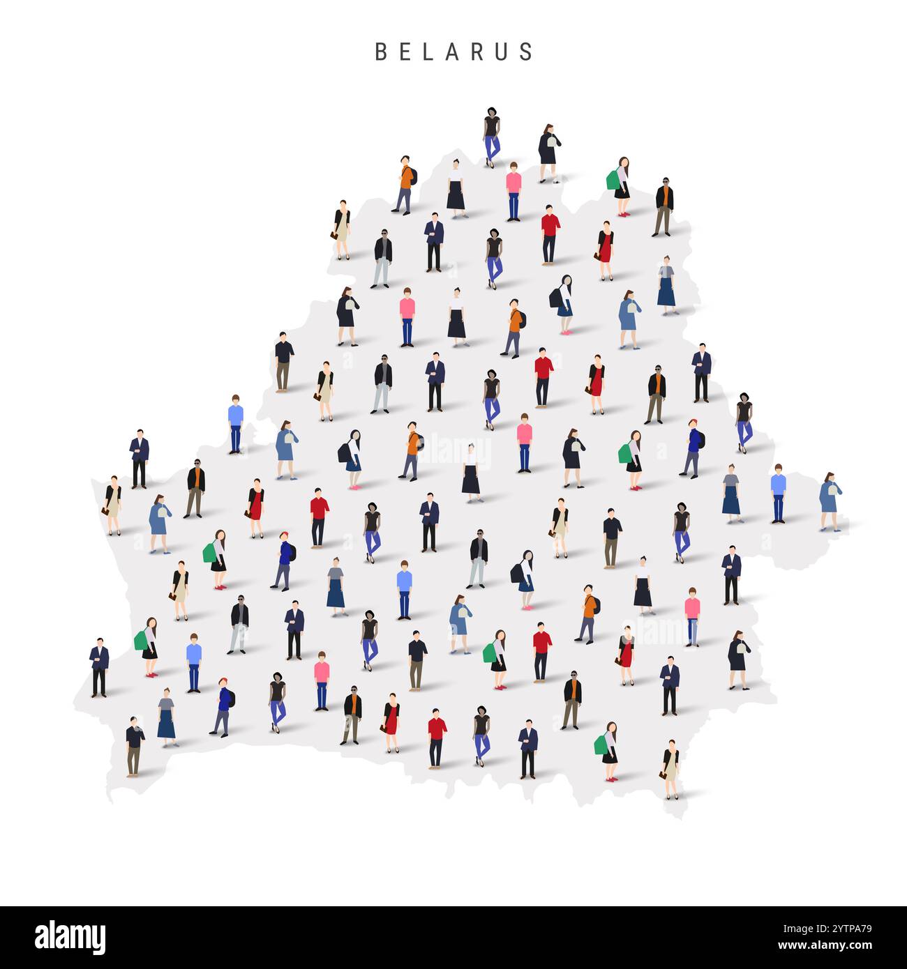 Belarus population map. Large group of people in a shape of Belorussian ...