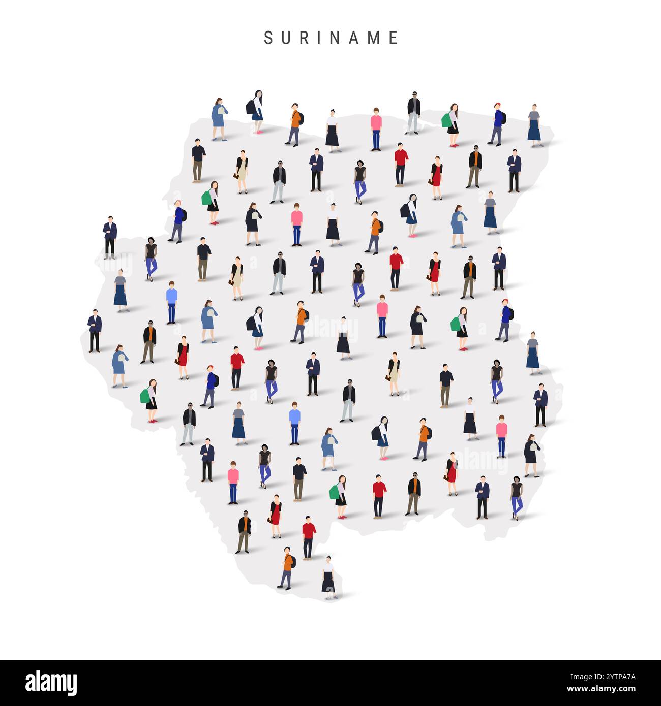 Suriname population map. Large group of people in a shape of Surinamese ...