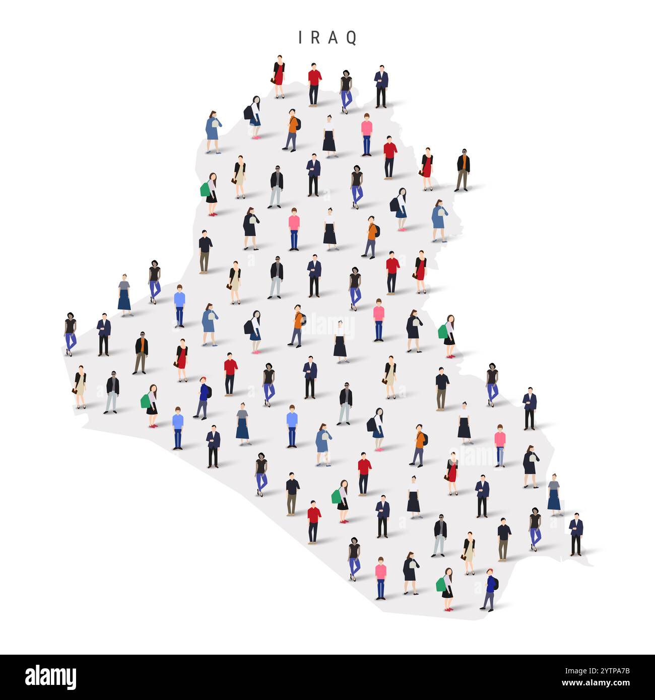 Iraq population map. Large group of people in a shape of Iraqi map ...