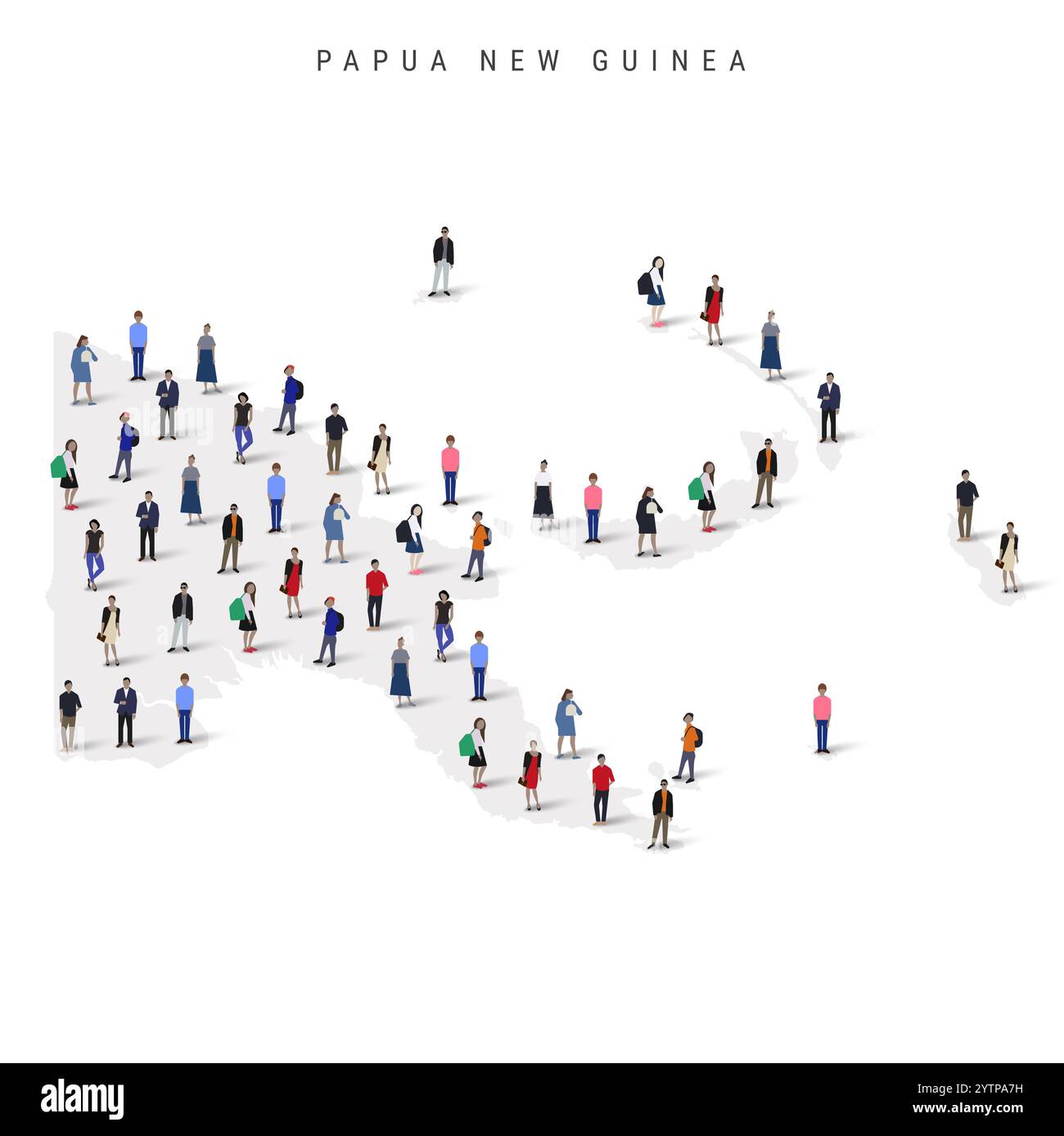 Papua New Guinea population map. Large group of people in a shape of ...