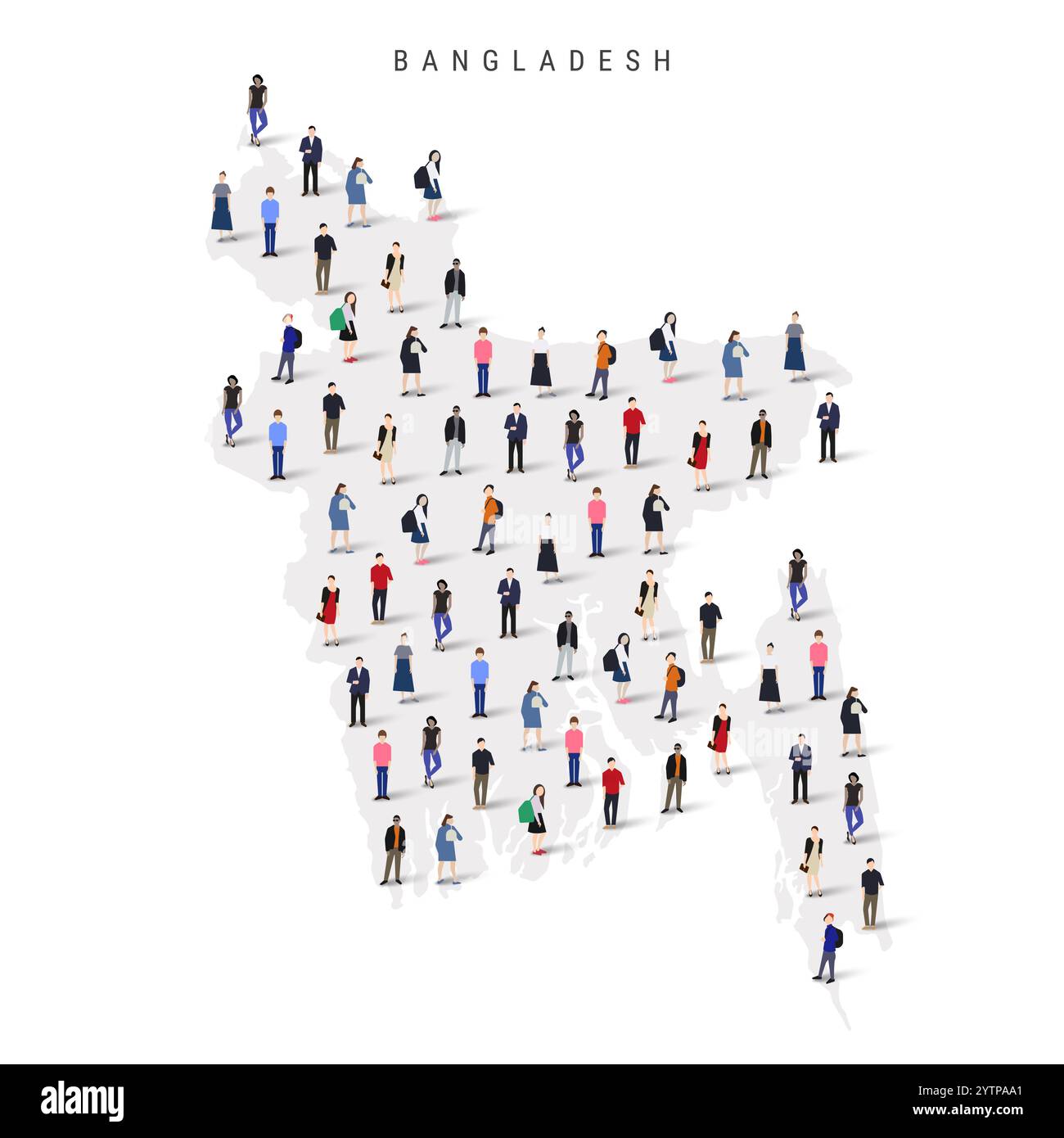 Bangladesh population map. Large group of people in a shape of ...
