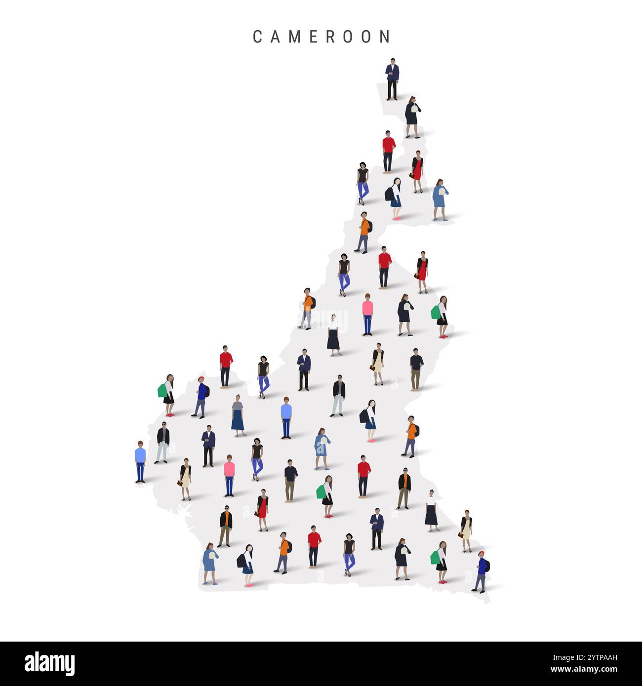 Cameroon population map. Large group of people in a shape of ...