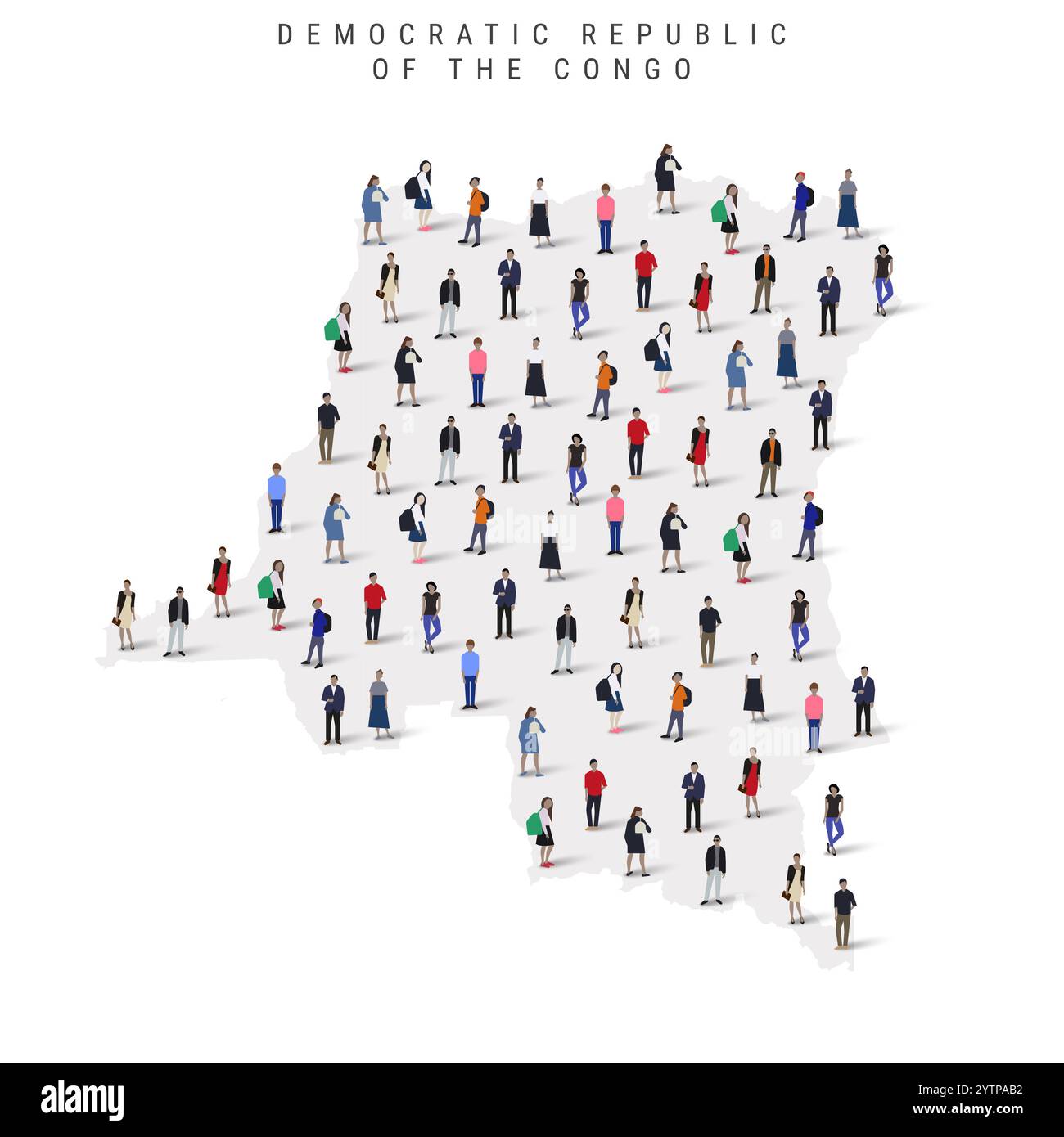 Democratic Republic of the Congo population map. Large group of people ...
