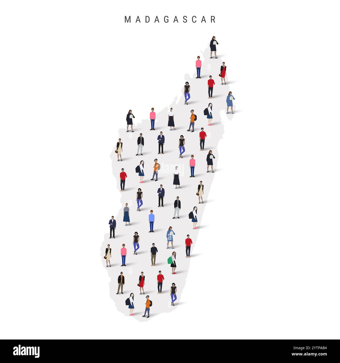 Madagascar population map. Large group of people in a shape of Republic ...