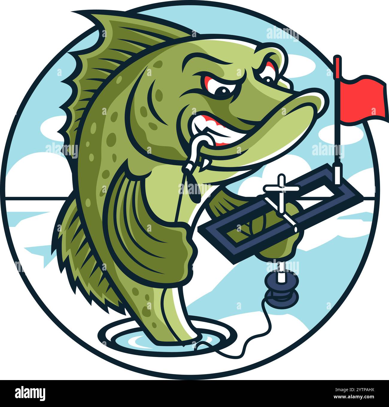 The angry fish got hooked on the ice hole Stock Vector Image & Art - Alamy