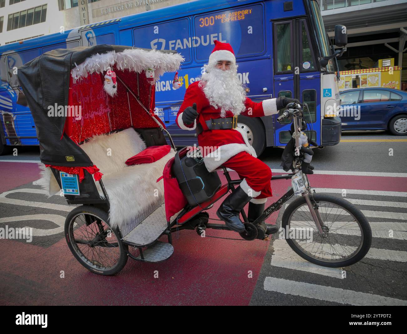 New York, New York, USA. 8th Dec, 2025. Santa got wheels ditching his ...