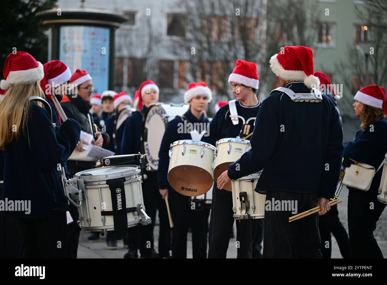 Helsingborg, Skåne, Sweden. December 1 2024. Christmas market. Marching ...