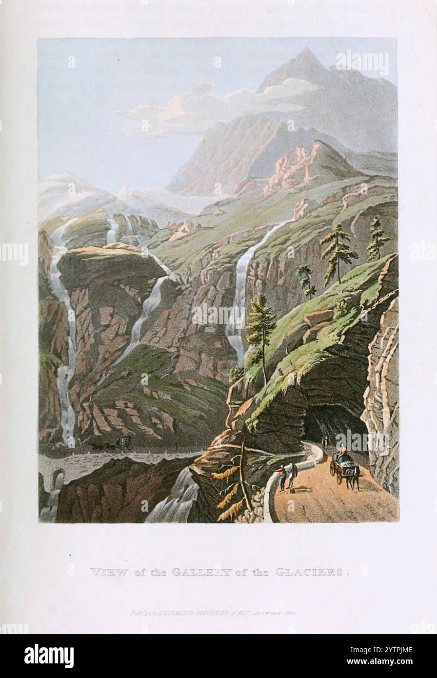 Gallery of the Glaciers, Switzerland. Vintage Lithograph along the way ...