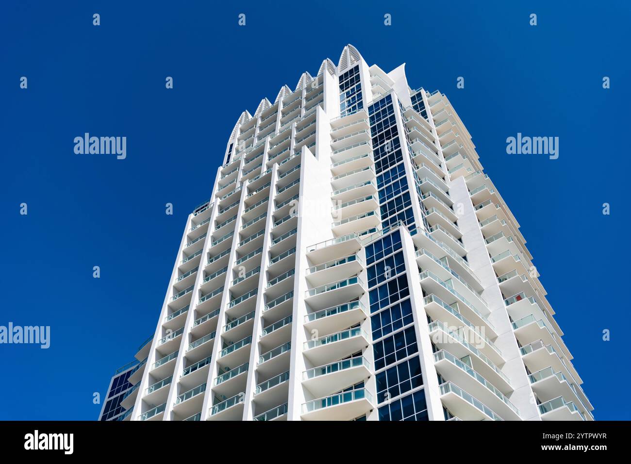 Architectural building in Miami beach. Skyscraper perspective view ...
