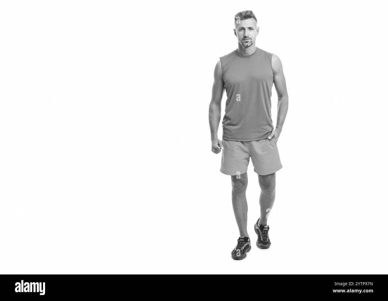 fit and sporty athletic sportsman man in workout sportswear isolated on ...