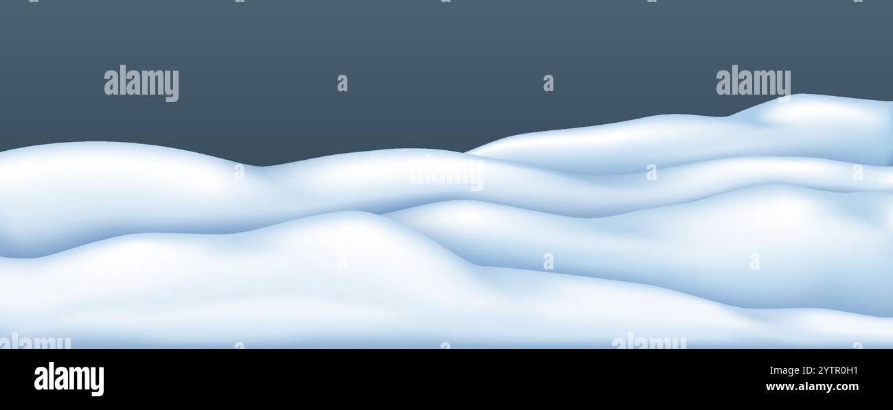 Snowdrifts smooth curves border realistic vector illustration. Pristine ...
