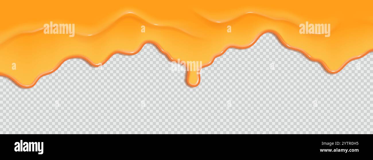 Orange slime dripping realistic vector illustration. Tangerine syrup ...