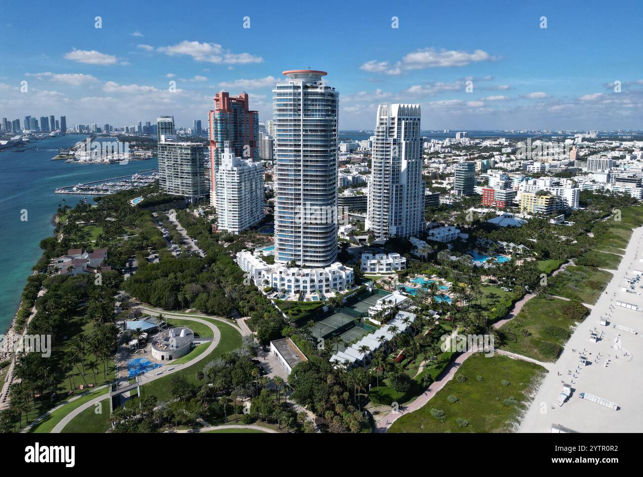 Cityscape landscape of South Beach. Florida panorama. Skyscraper ...