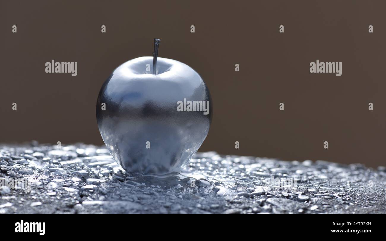 Silver metallic apple chrome sculpture grey monochrome color is modern ...