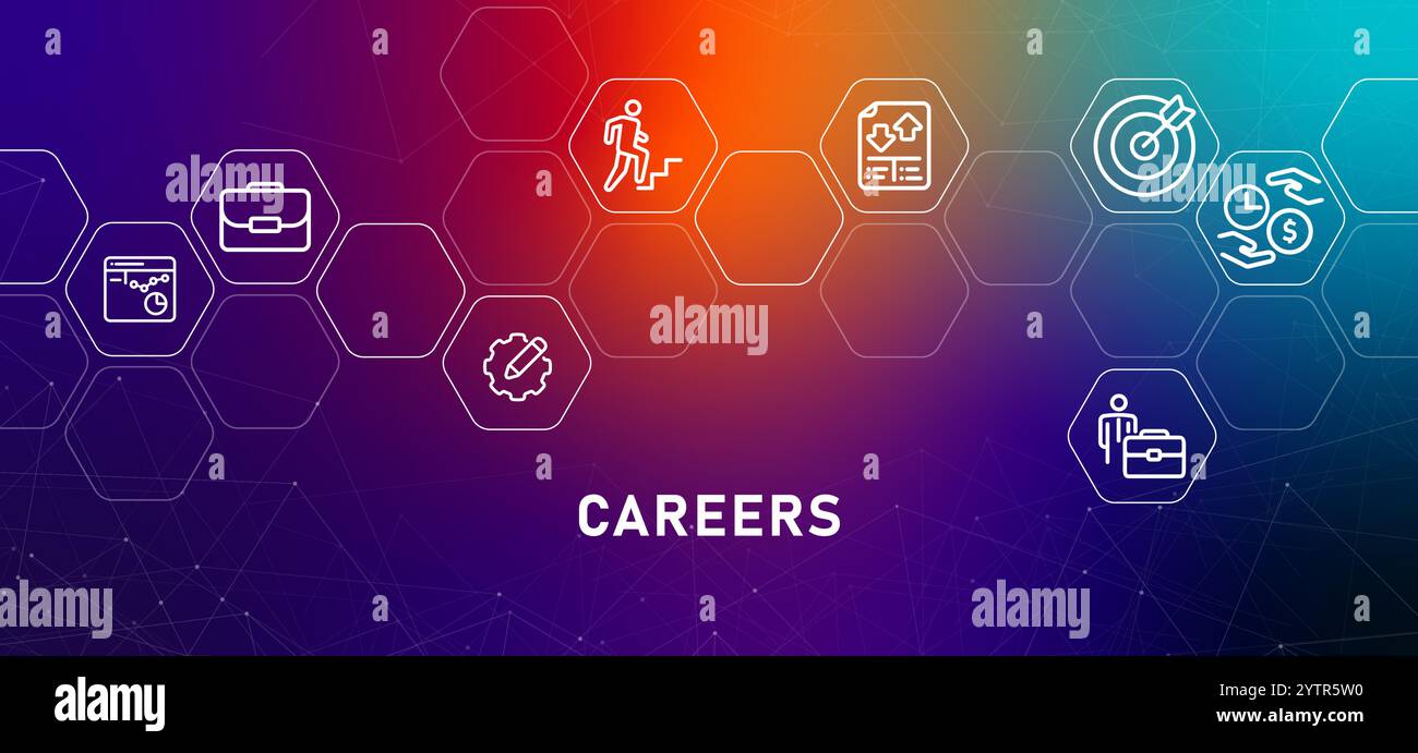 Career gradient template set header outline icons business work job ...