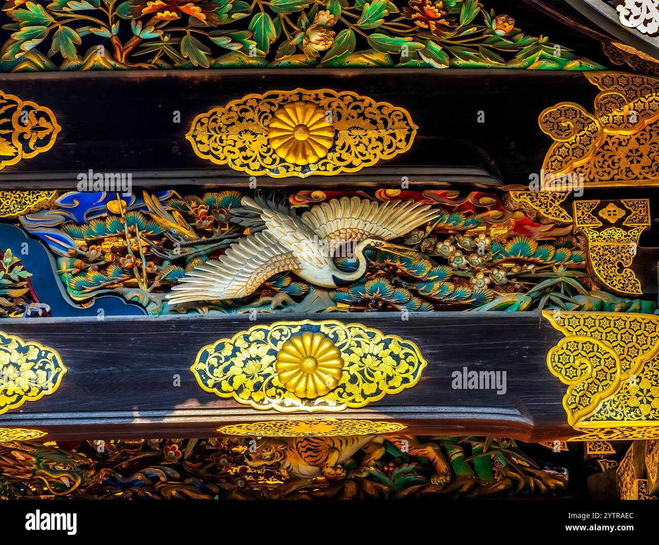 Coloful White Stork Orange Tiger Ornate Entrance Karamon Gate Nijo ...