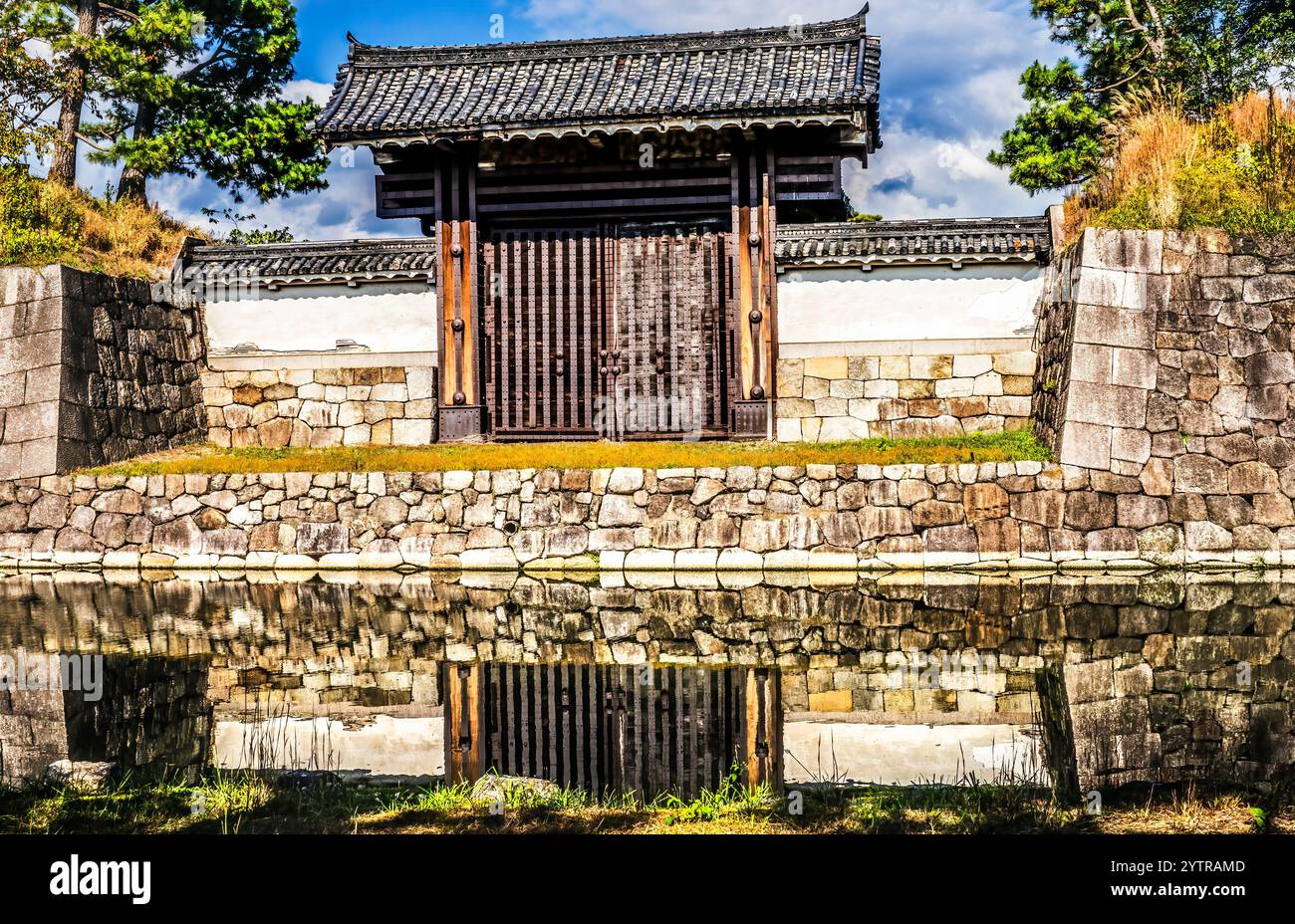 Colorful Small Side Entrance Outer Wall Moat Reflection City Street ...
