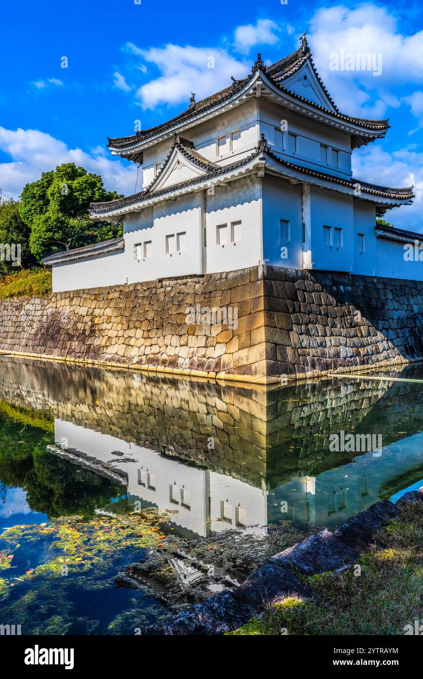 Colorful Outer Wall Tower Moat Reflection City Street Nijo Castle Kyoto ...