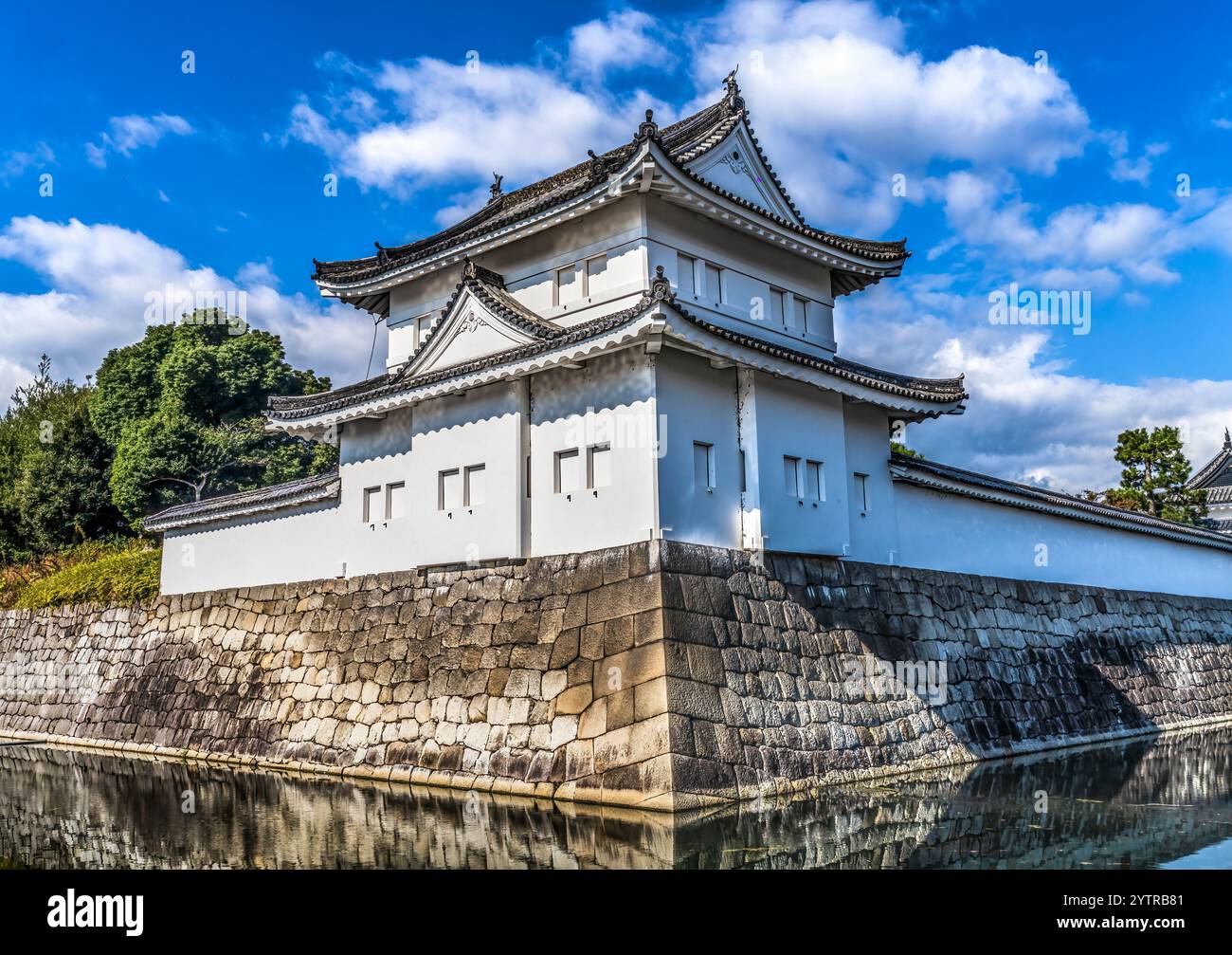 Colorful Outer Wall Tower Moat Reflection City Street Nijo Castle Kyoto ...