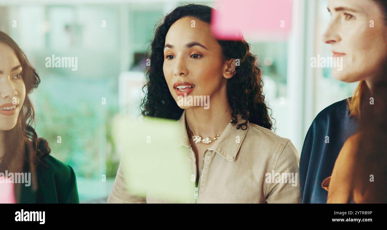 Startup, scrum and teamwork with business woman in office for schedule ...