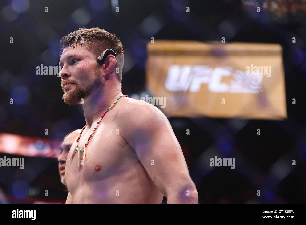 Bryce Mitchell stands in the octagon after defeating Kron Gracie in a ...