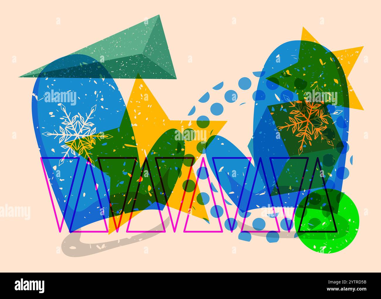 Risograph Mitten Glove with geometric shapes. Objects in trendy riso ...