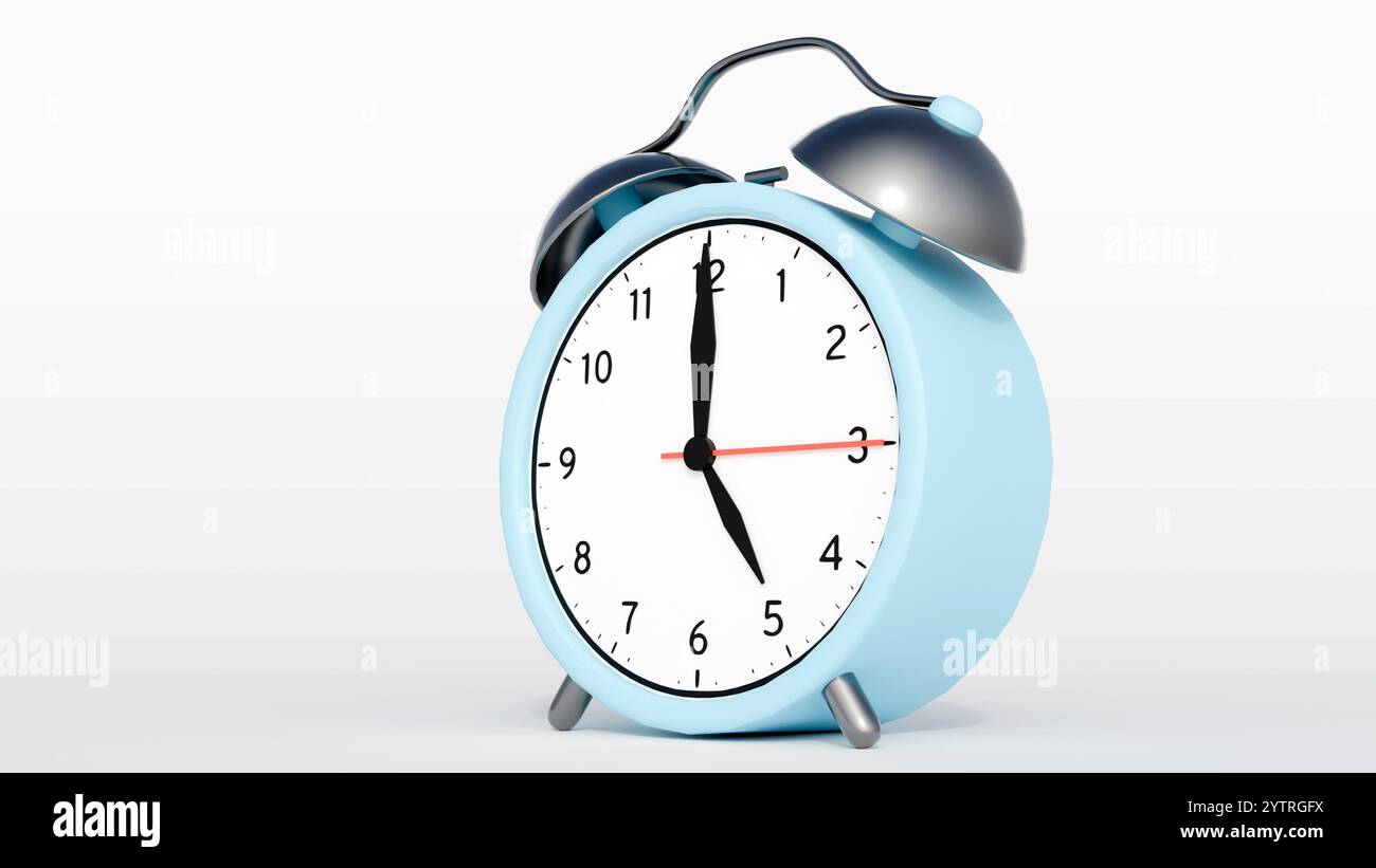 3d animation of ticking alarm clock isolated in the baby blue ...