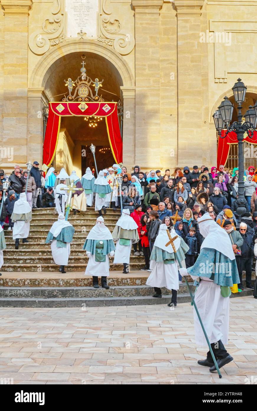 Good Friday procession entering Cathedral, Enna, Siclly, Italy Stock ...