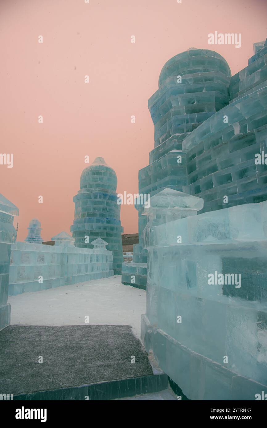 January 1, 2022, HARBIN, CHINA. Harbin International Ice and Snow ...