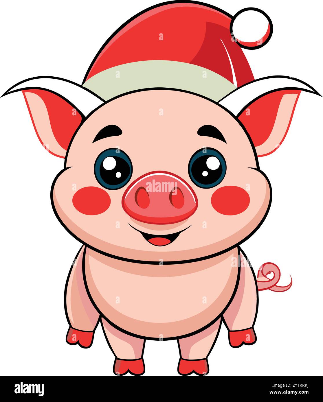 Adorable Christmas pig with Santa hat Stock Vector Image & Art - Alamy