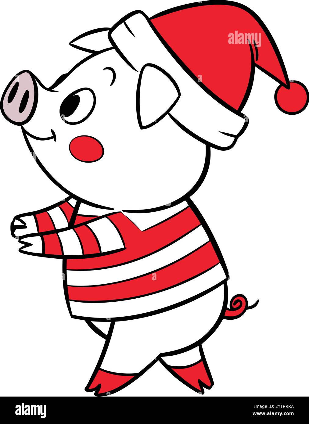 Pig wearing Santa Claus hat isolated on white background Stock Vector ...